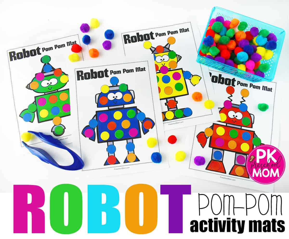 Robot Pom-Pom Mats - Preschool Mom